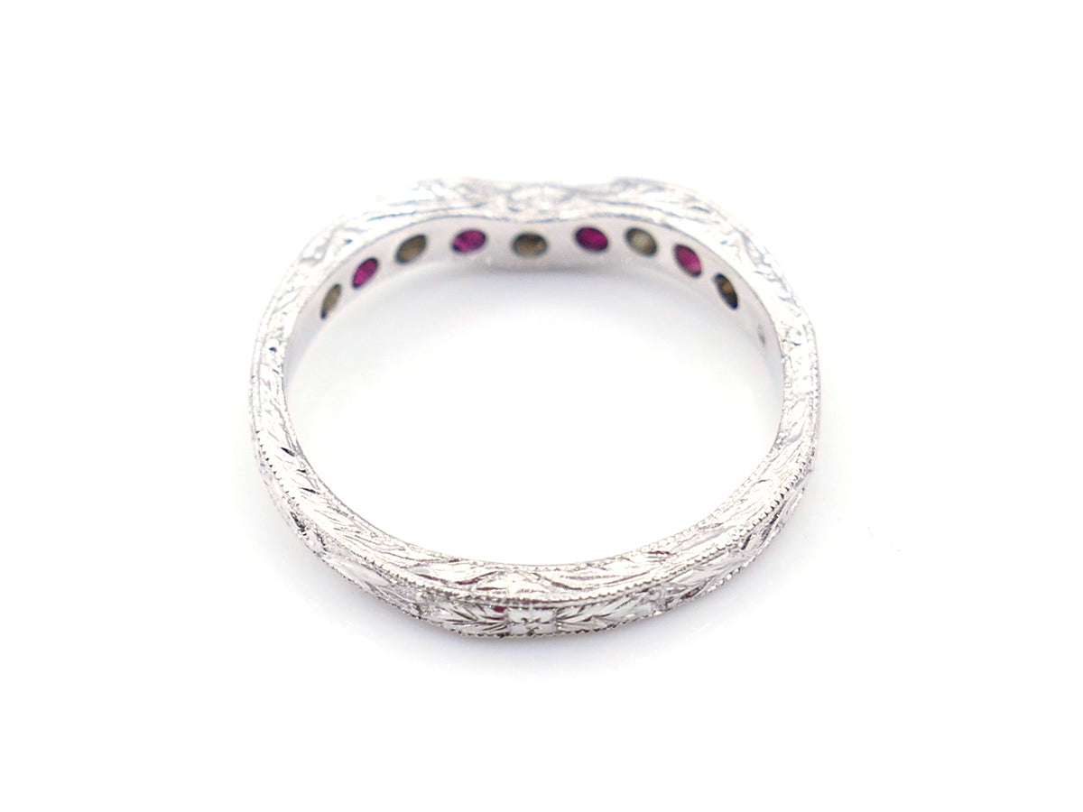 Victorian Style Ruby Diamond White Gold Curve Band – Ben Moses Jewelry