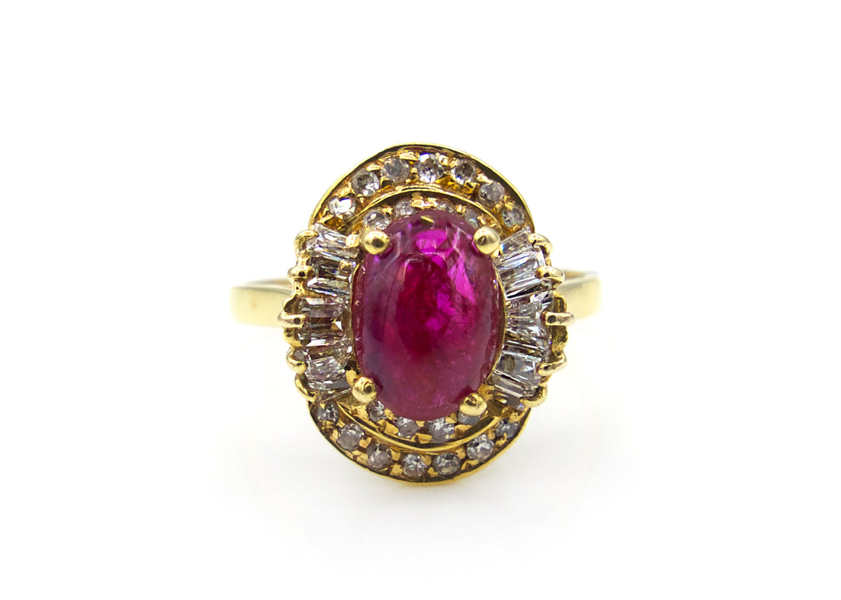 Vintage Cabochon Ruby Diamond Cocktail Ring – Ben Moses Jewelry