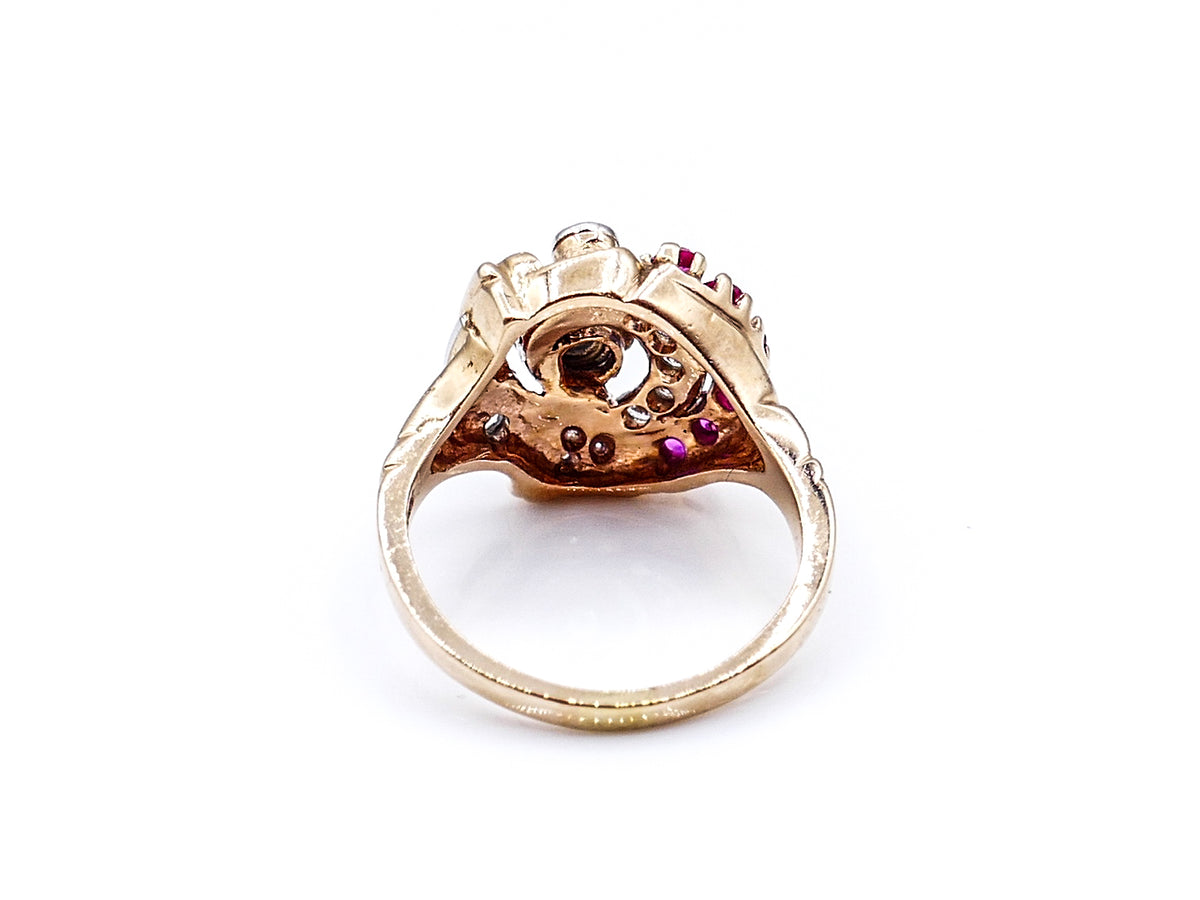 Retro Rose Gold Ruby and Diamond Cocktail Ring – Ben Moses Jewelry